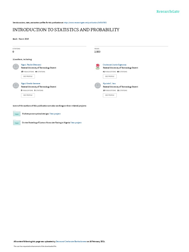 Introduction To Statistics and Probability: March 2019 | PDF ...