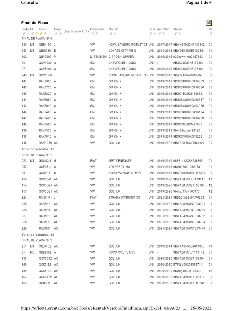Vehicle Fleet Report with Details on Make, Model, Year, and Vehicle ...