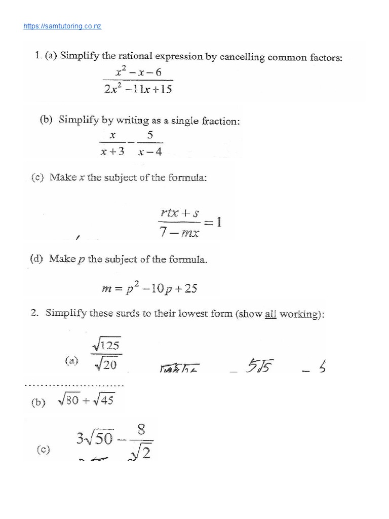 IB AASL Algebra Revision-Sam | PDF
