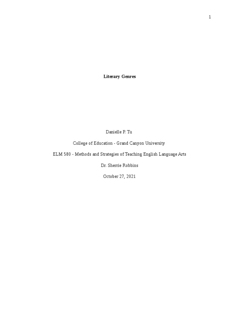 Danielle Tu Literary Genre Matrix | PDF | Reading Comprehension | Learning