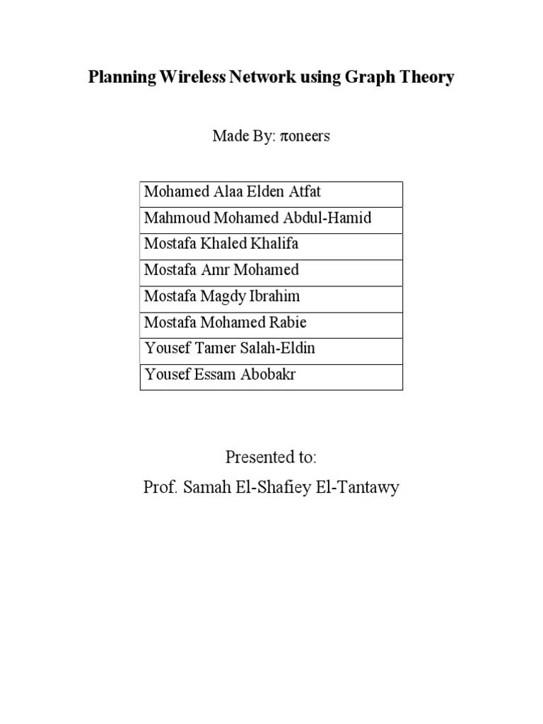 Planning Wireless Network using Graph Theory: Made By: πoneers | PDF | Vertex (Graph Theory ...
