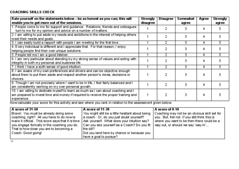 Coaching Skills Check | Download Free PDF | Cognition | Cognitive Science