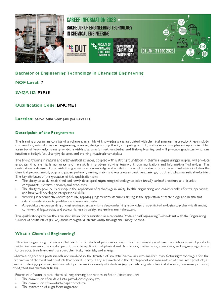 EBE Chemical Eng | PDF | Engineering | University And College Admission