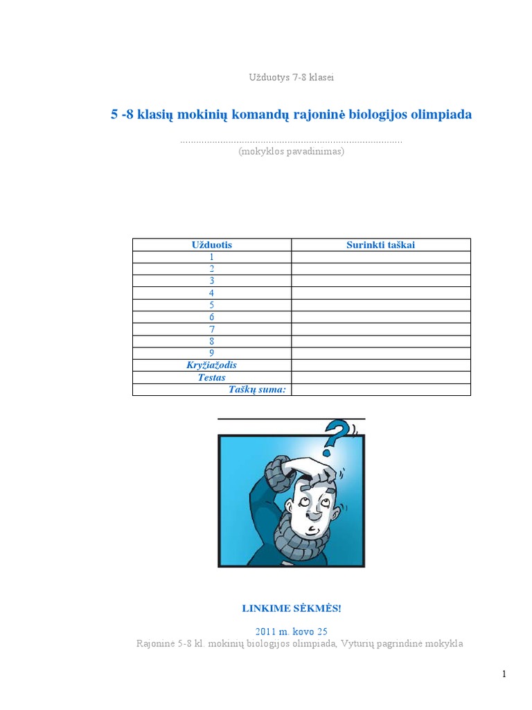 Biologijos Užduotys | PDF