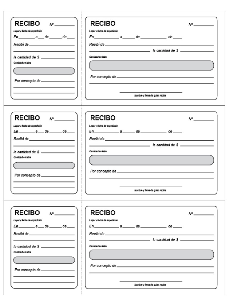 Plantilla Recibos para Imprimir | PDF