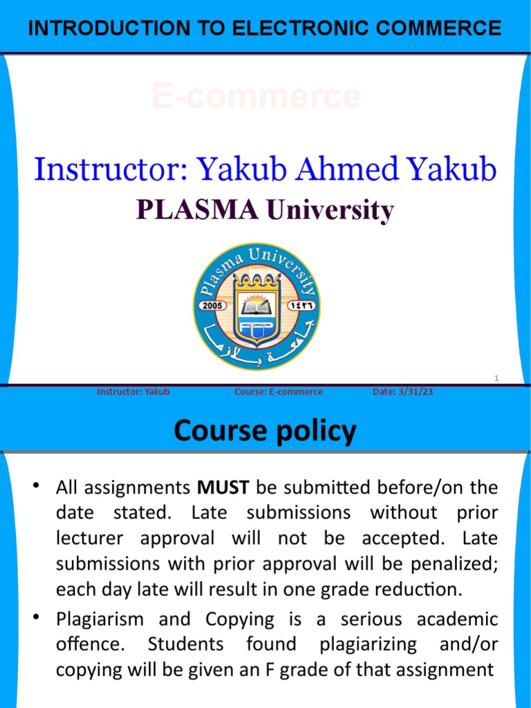 E-Commerce: Instructor: Yakub Ahmed Yakub | PDF | Peer To Peer | E Commerce