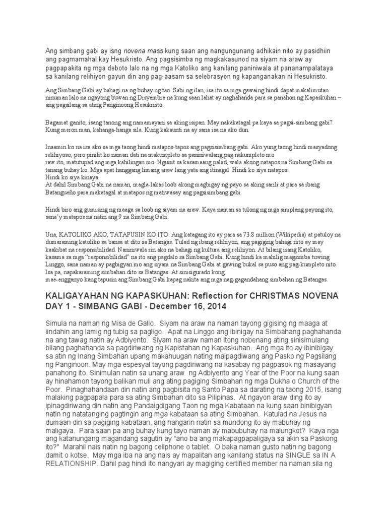 Ang Simbang Gabi Ay Isng | PDF