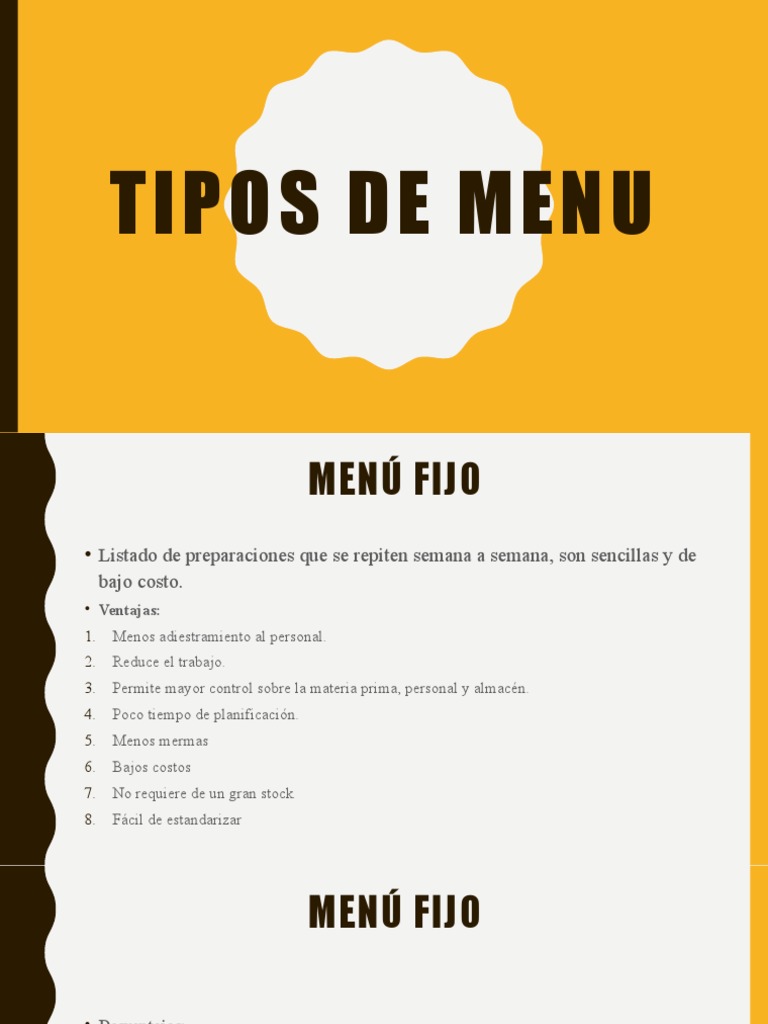 Tipos de menús y sus características | PDF | Planificación | Business