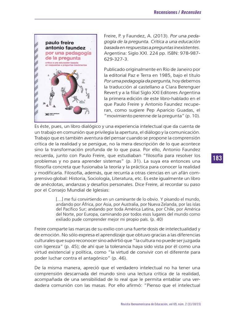 Por Una Pedagogia de La Pregunta PDF | PDF | Conocimiento | Realidad