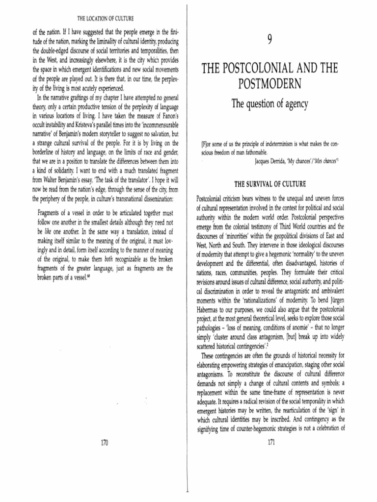 Bhabha - Postcolonial and Postmodern | PDF