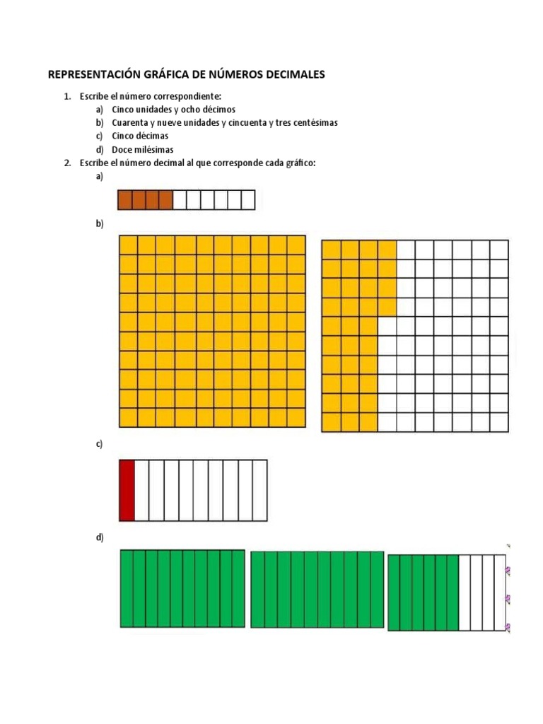 Representación Gráfica de Decimales | PDF