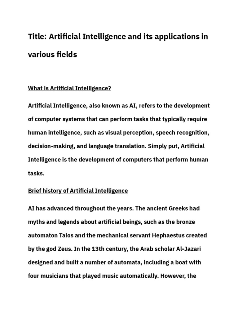 AI Applications Across Various Fields | PDF | Artificial Intelligence ...