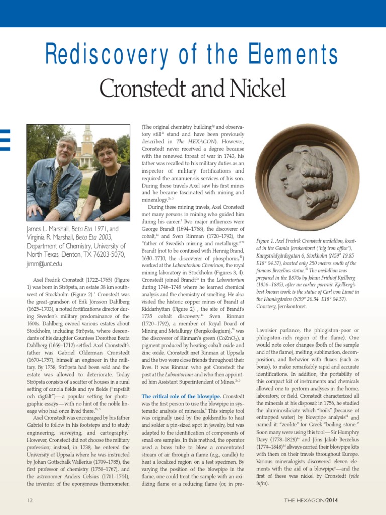 Rediscovery of The Elements - Cronstedt and Nickel | PDF | Atoms ...