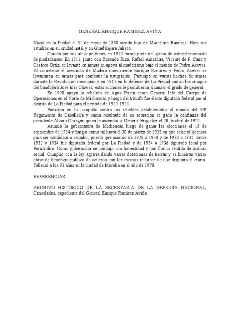 Vida y legado del General Ramírez Aviña | PDF