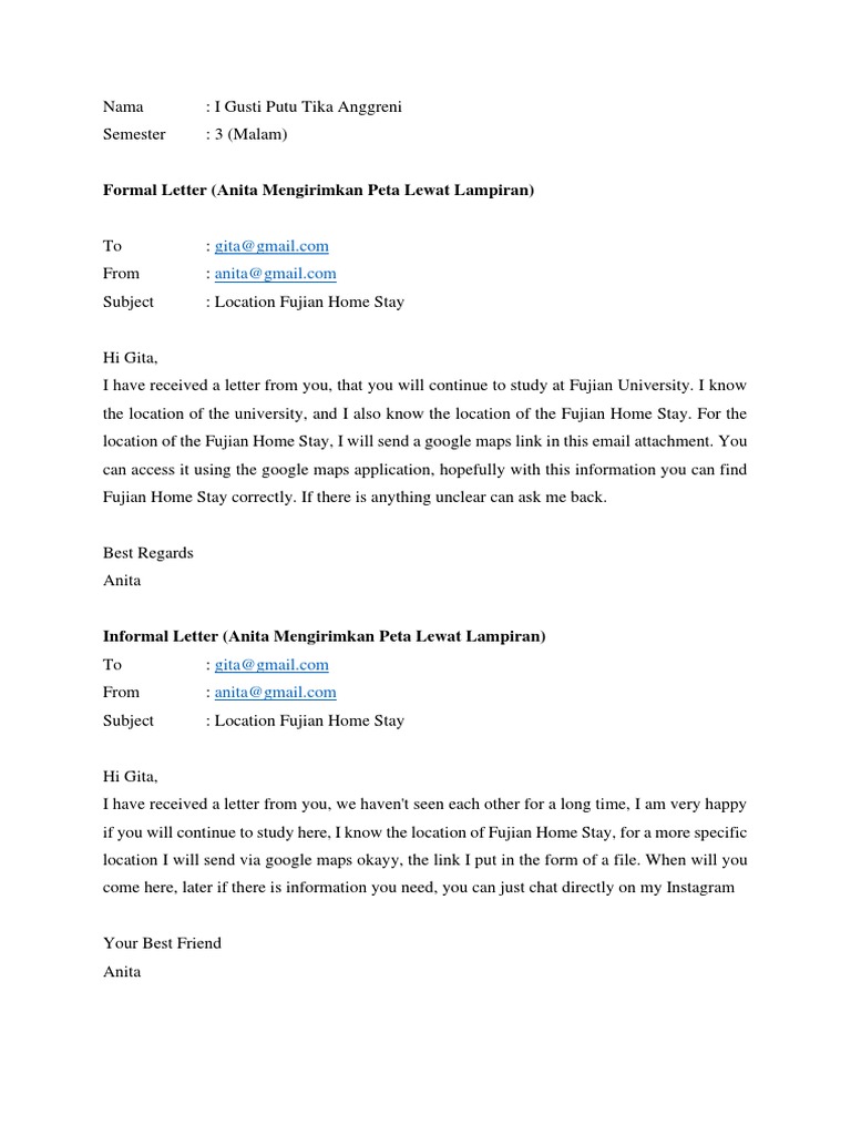 Balasan Surat Informal and Formal | PDF