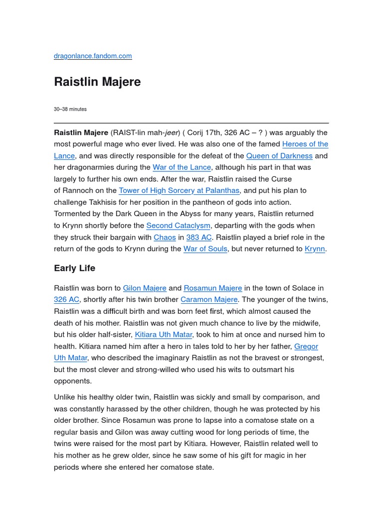 Raistlin Majere Dragonlance | PDF | Dragonlance | Dungeons & Dragons