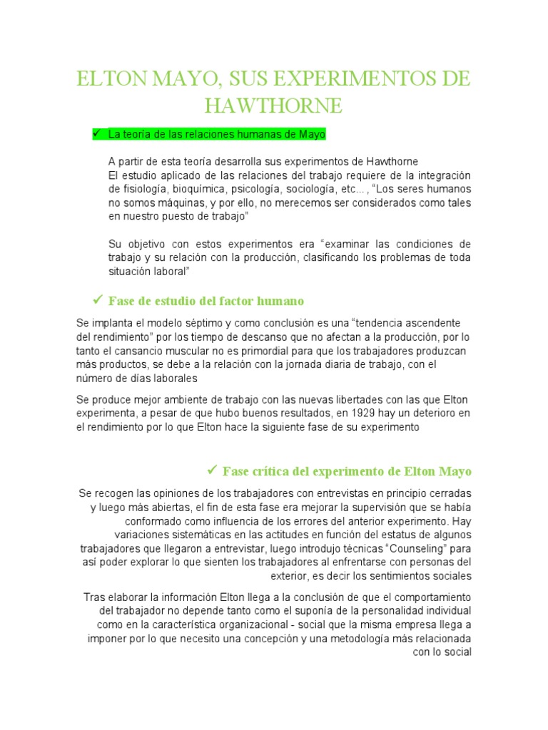 Elton Mayo | PDF | Science | Conceptos psicologicos