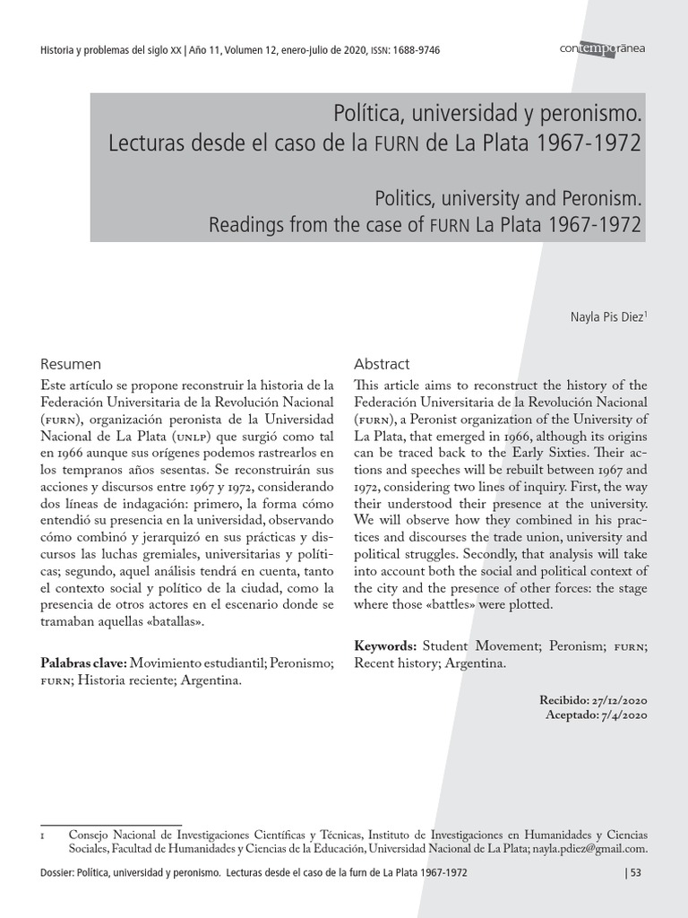 Historia de la FURN en La Plata (1967-1972) | PDF | Universidad | Argentina
