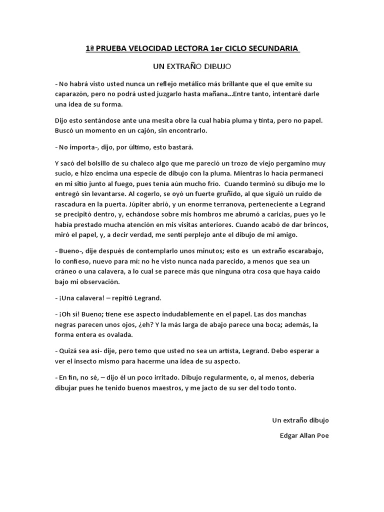 1 Prueba Velocidad Lectora | PDF