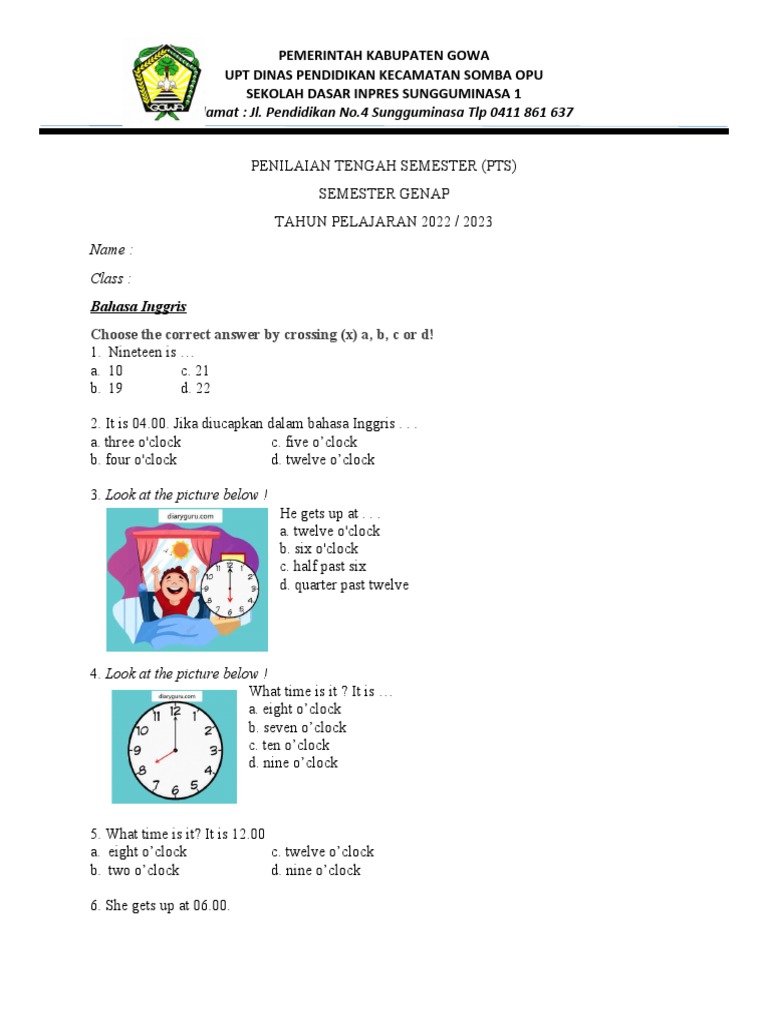 PTS B.inggris KLS 4 SD | PDF