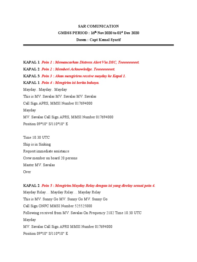 Sar Communication | PDF | Maritime Incidents | Watercraft