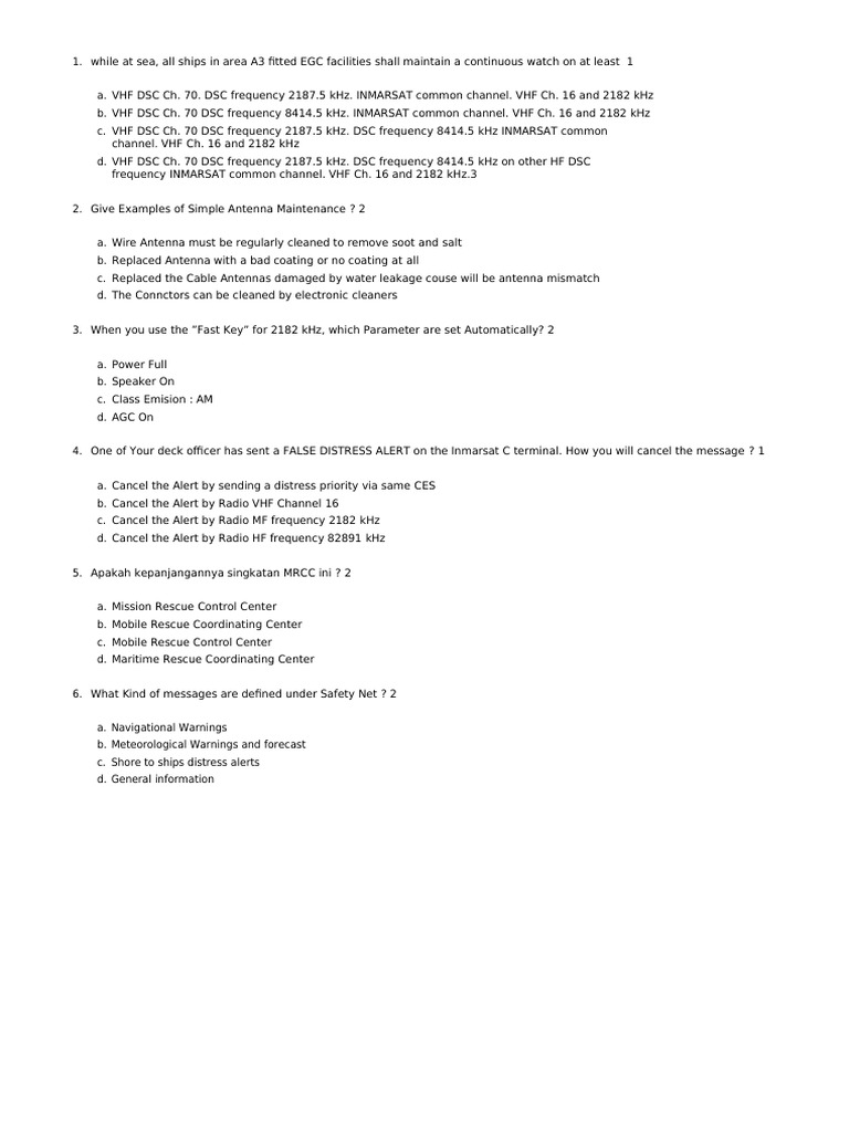 Soal Tryout GMDSS | PDF | Rescue | Radio Technology
