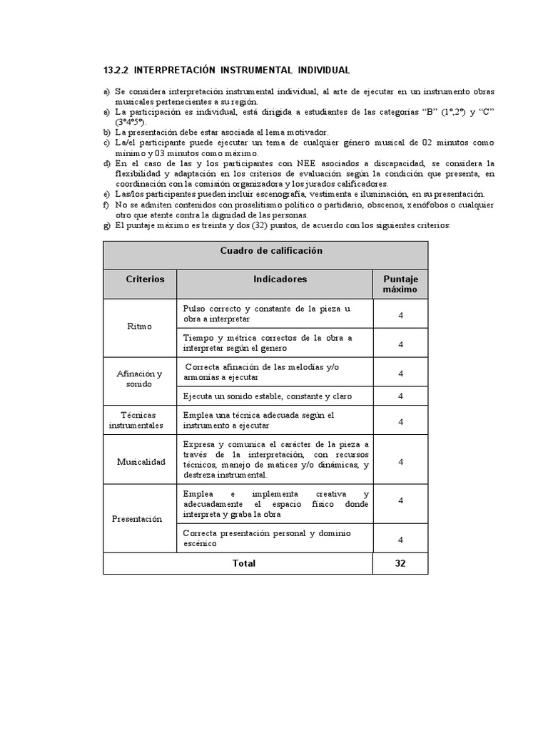 Bases-Interpretación Instrumental Individual | PDF | Las artes escénicas