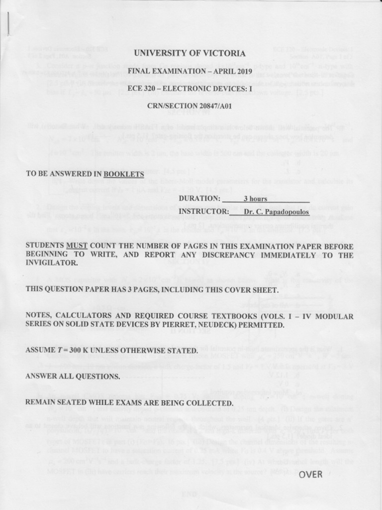 ECE 320 Final Exam 2019 | PDF