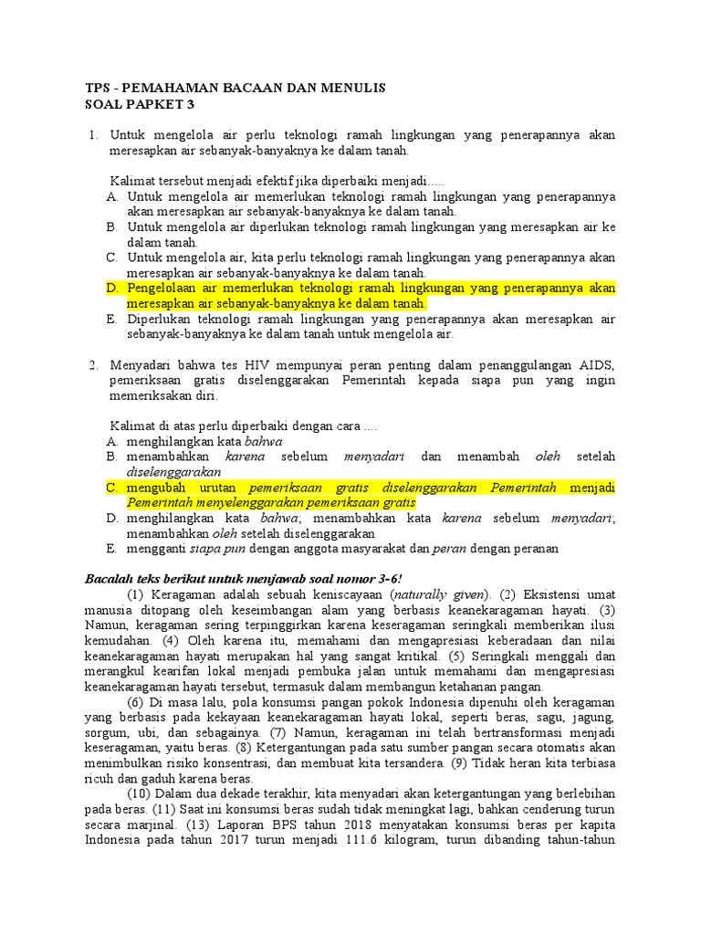 Soal 3 - Pemahaman Membaca Dan Menulis | PDF | Kajian Bahasa Asing