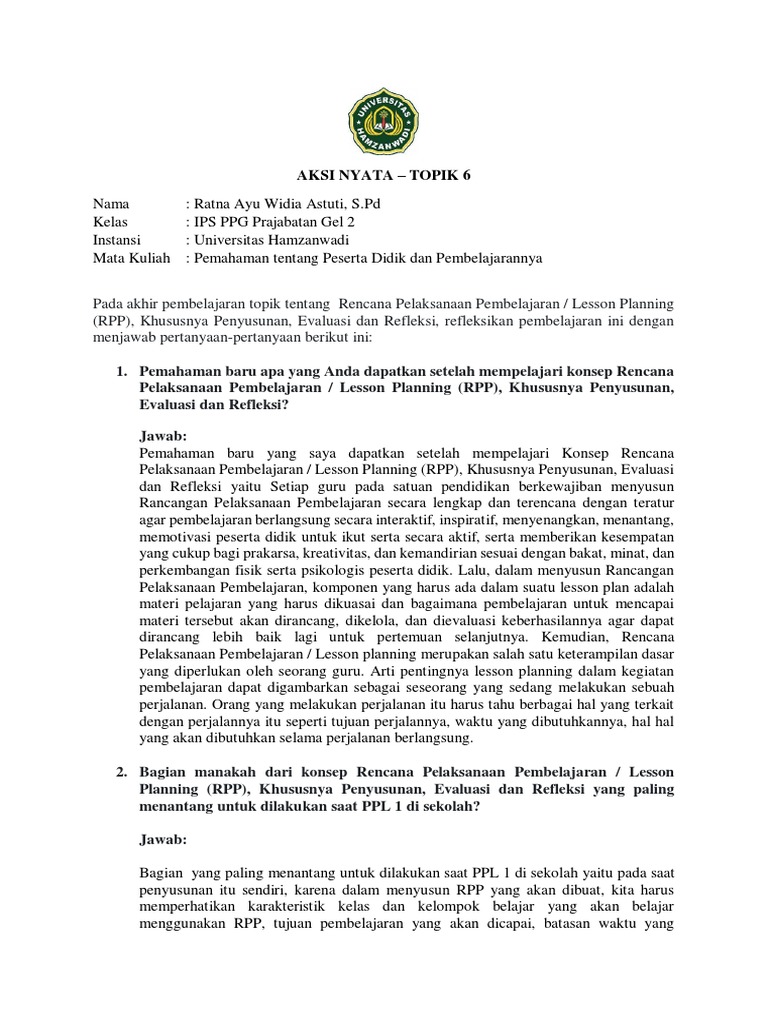 AKSI NYATA - T6 (PPDP) Ratna Fix | PDF