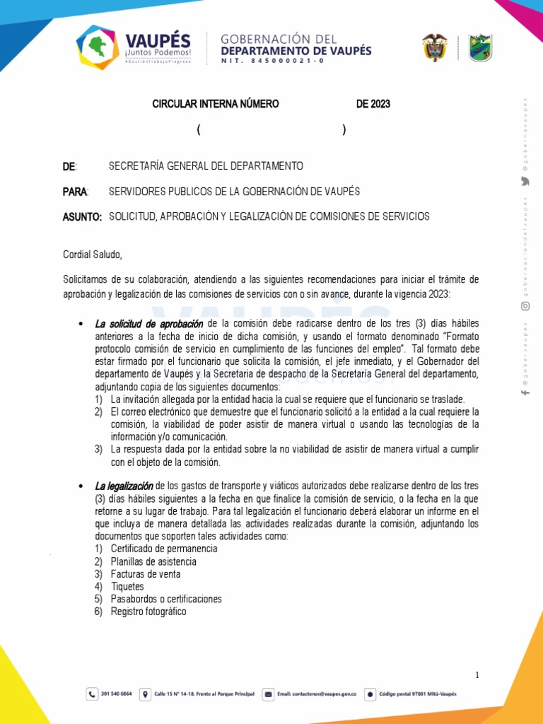 Circular de Comisiones 2023 | PDF