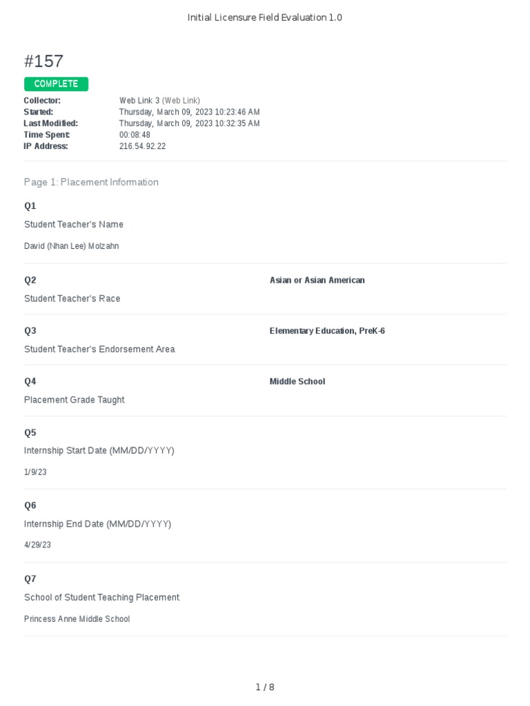 Ued 495 Ued496 Molzahn David Final Eval Us p1 | PDF | Educational Assessment | Teachers