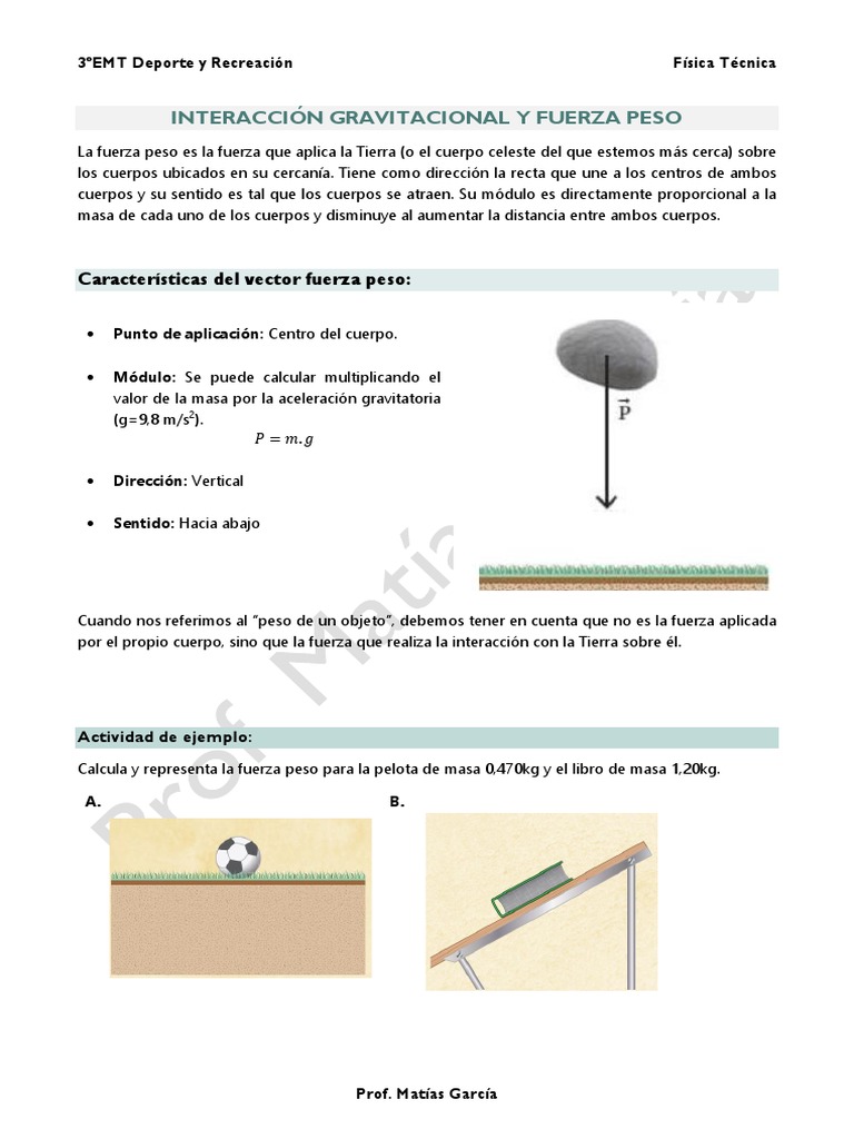 3o EMT - Interaccion Gravitacional y Fuerza Peso | PDF