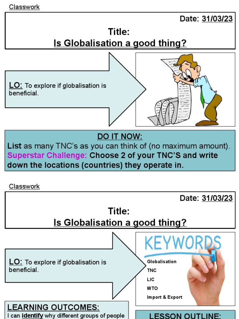 Lesson 5 - Is Globalisation A Good Thing | PDF | Globalization | Business