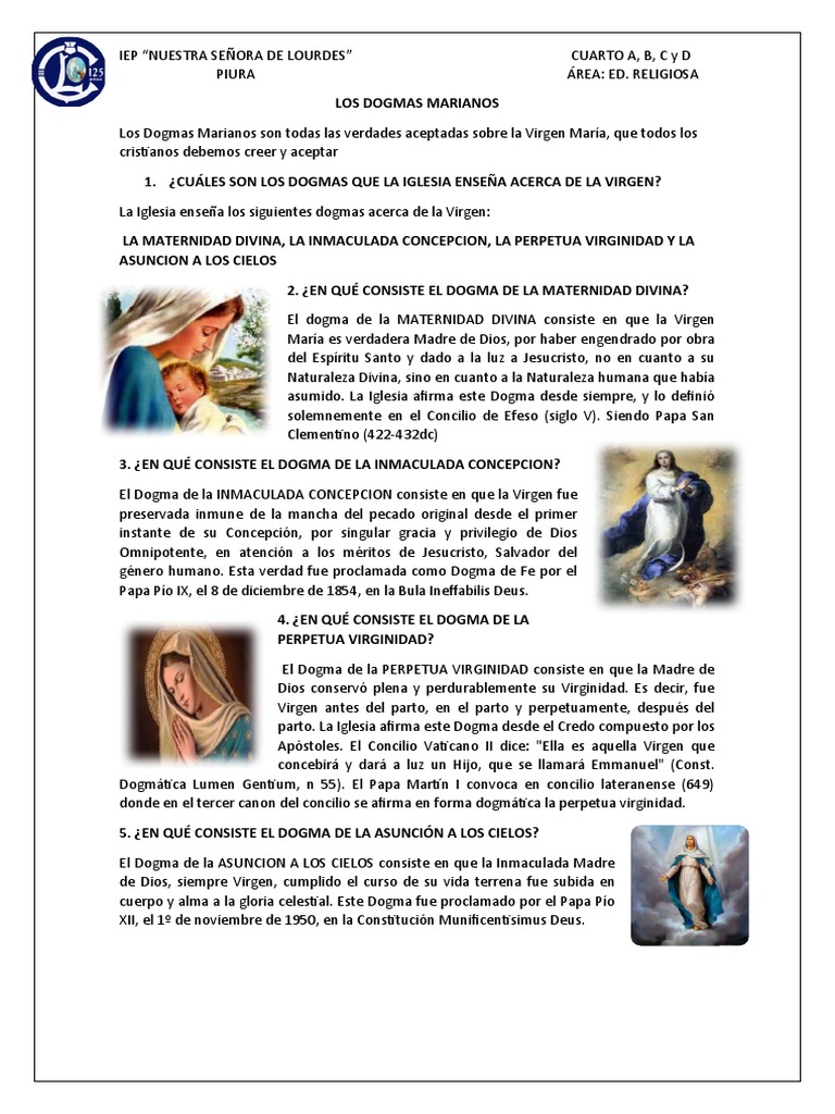 Los Dogmas Marianos | PDF | María, madre de Jesús | Iglesia Católica