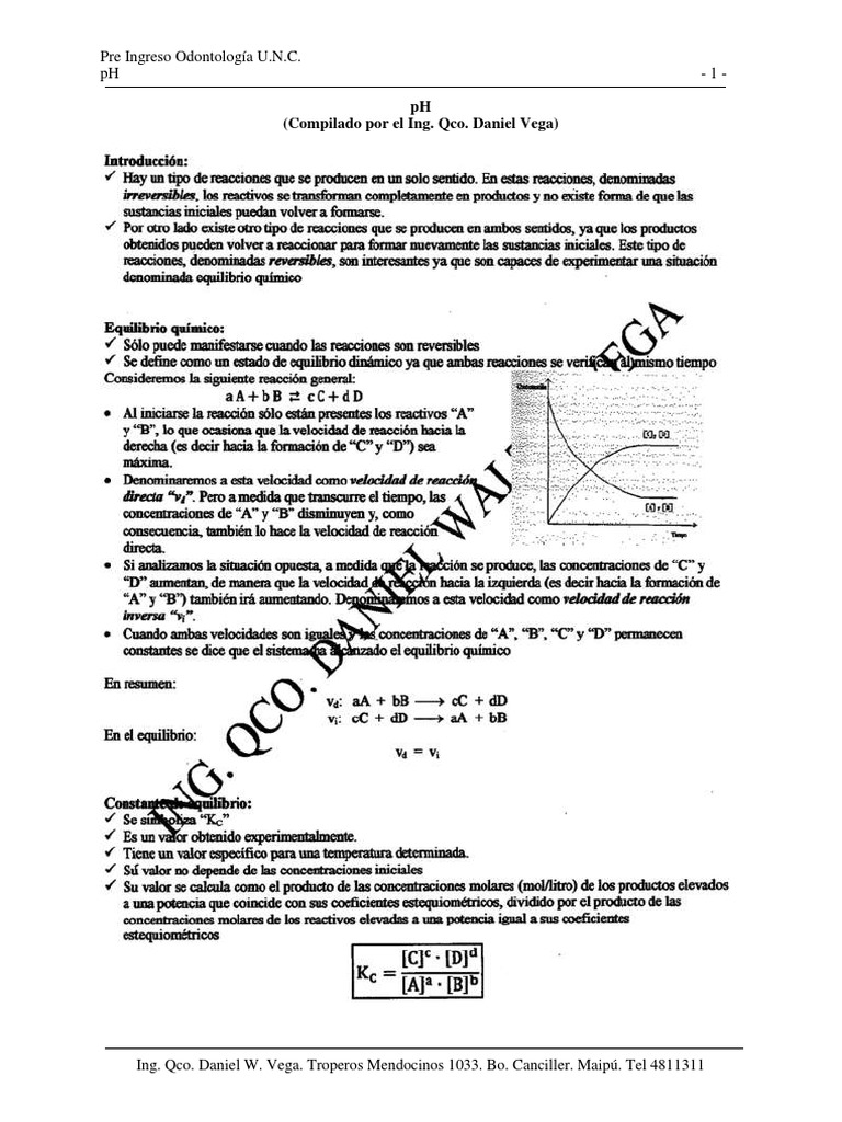 Pre Ingreso Odontología U.N.C. PH - 1 - : PH (Compilado Por El Ing. Qco. Daniel Vega) | PDF ...