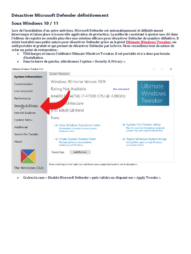 Microsoft Defender Définitivement Windows 10 | PDF | Windows 10 | Microsoft Windows