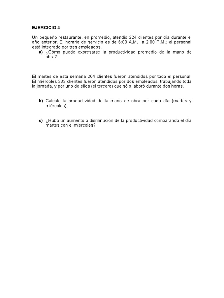 Ej. 4 Productividad | PDF