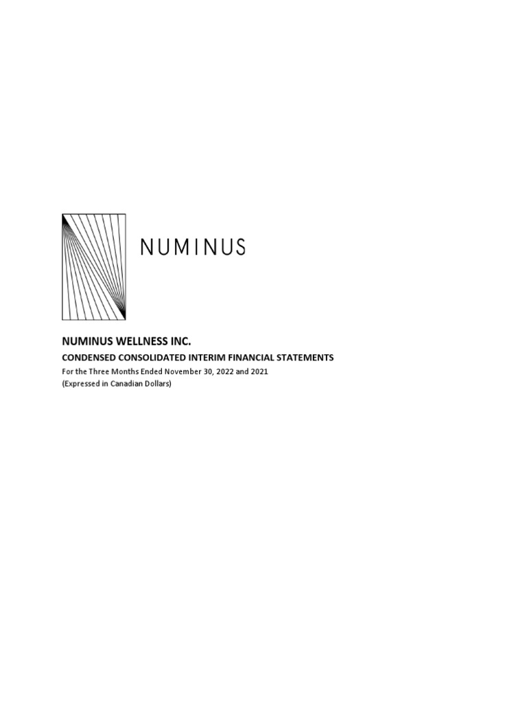 Numinus FS Q1 Nov 30, 2022 FINAL | PDF | Goodwill (Accounting) | Deferral