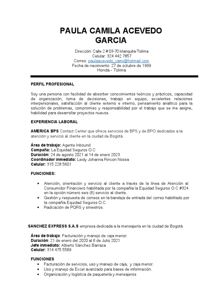 HDV Paula Camila Acevedo | PDF | Servicio al Cliente | Business HDV Paula Camila Acevedo | PDF | Servicio al Cliente | Business