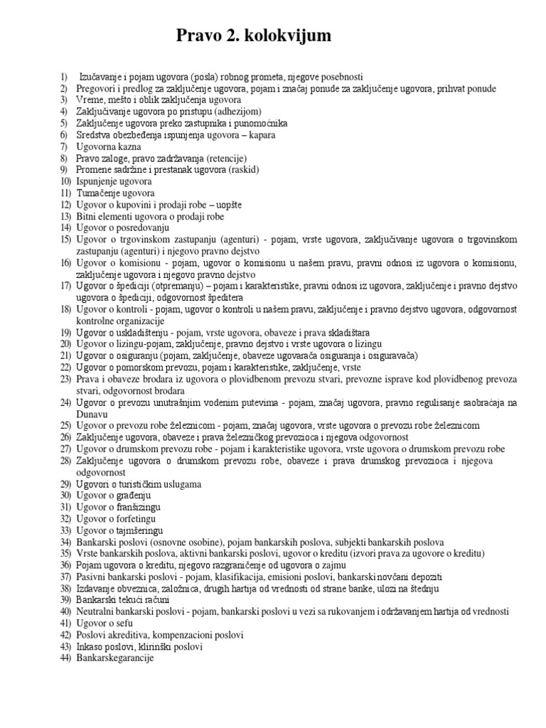 Pravo 2. Kolokvijum | PDF
