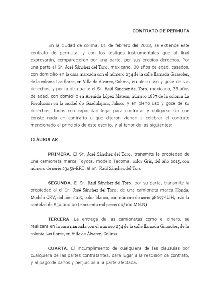 Contrato de Permuta | PDF
