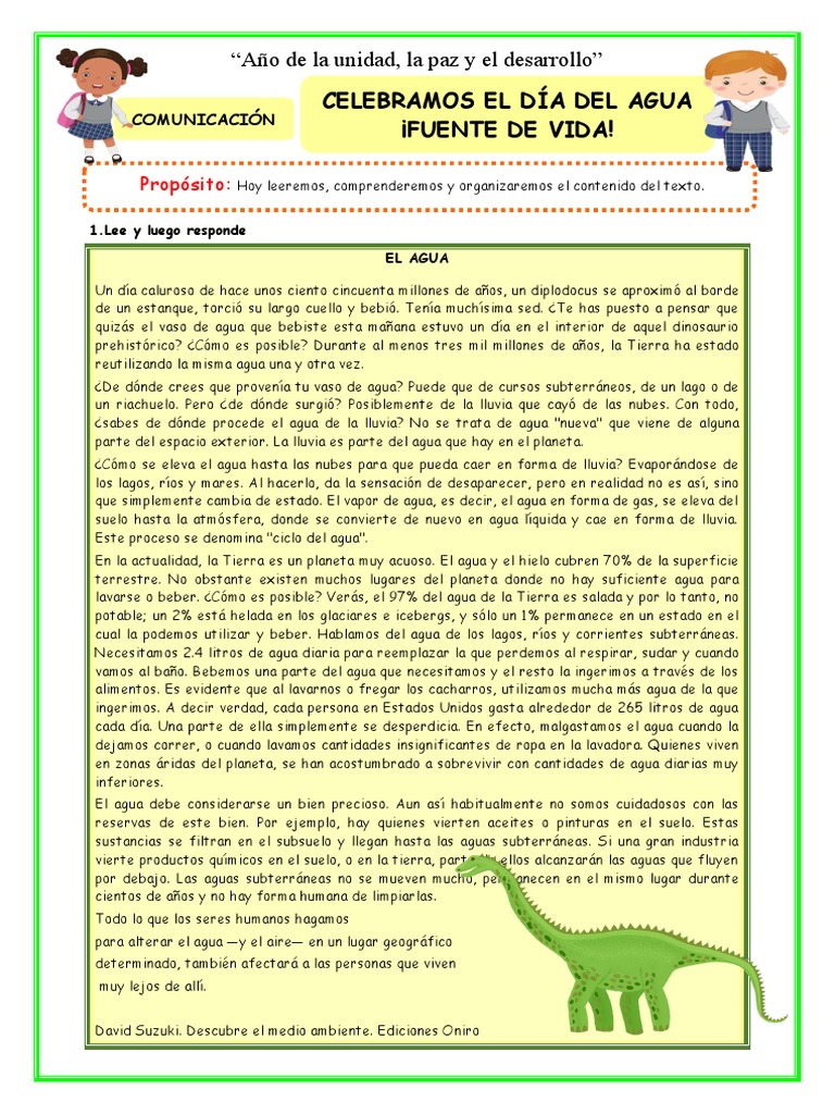 Ficha-Miércol-Comun-Celebramos El Día Del Agua ¡Fuente de Vida! | PDF ...