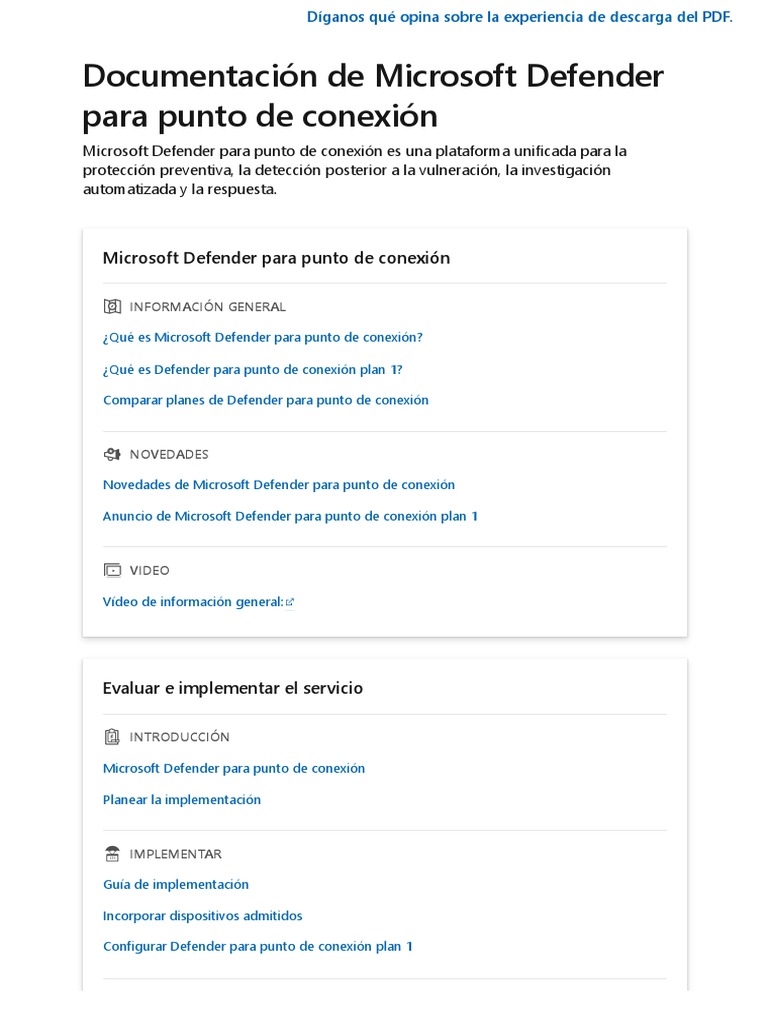Documentación de Microsoft Defender para Punto de Conexión | PDF | Windows 10 | Microsoft