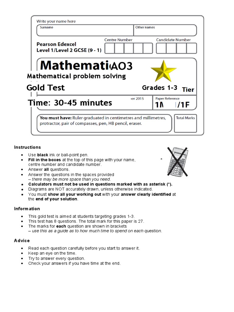 Mathematical problem solving test guide for grades 1-3 | PDF | Biscuit