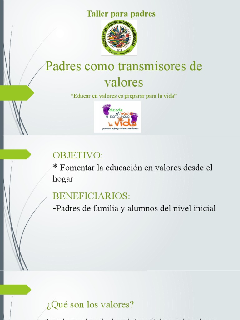 Taller de Valores para Padres de Familia | PDF