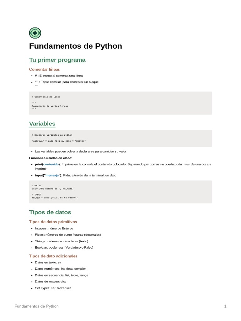 Fundamentos de Python | Descargar gratis PDF | Python (lenguaje de programación) | Tipo de datos