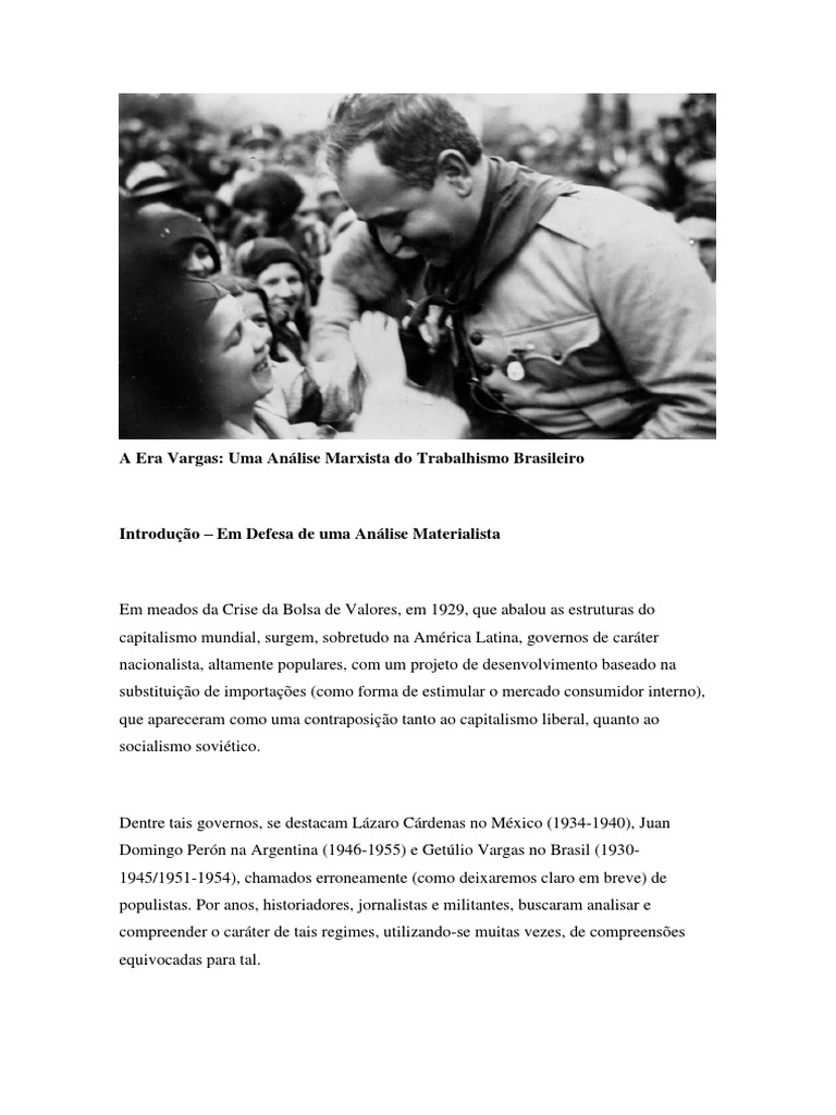 A Era Vargas - Uma Análise Marxista do Trabalhismo Brasileiro | PDF ...