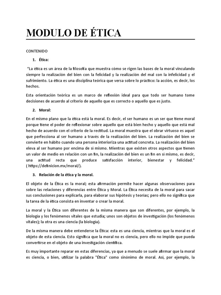 Modulo de Ética | PDF | Moralidad | Teoría