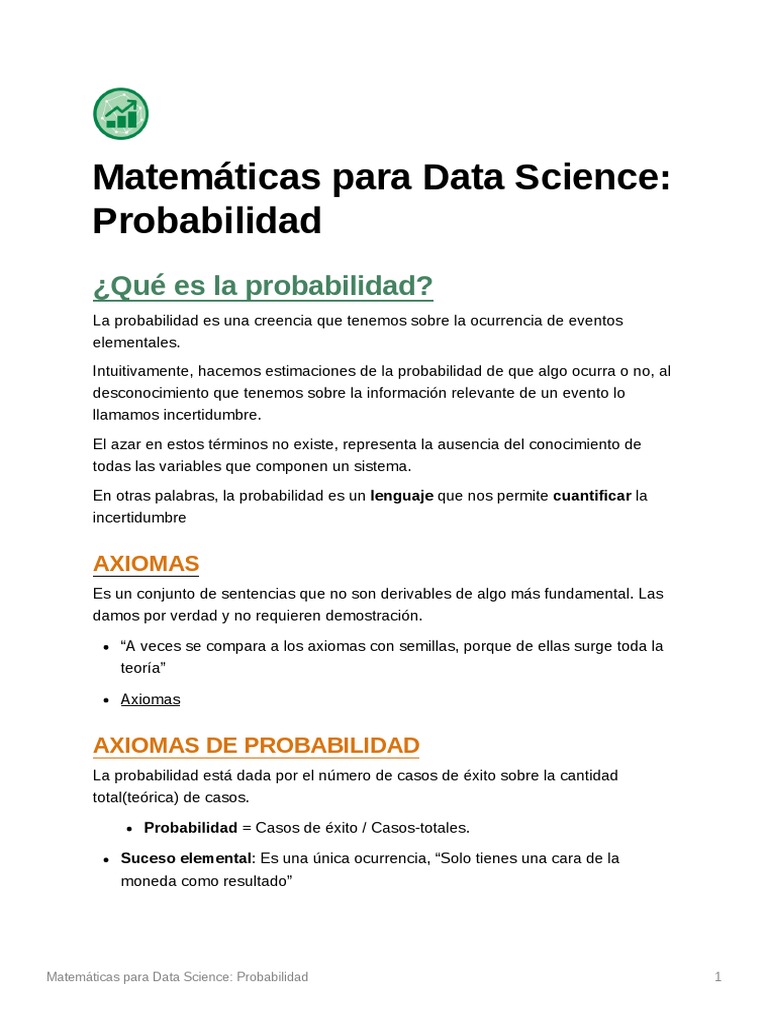 Matemticas para Data Science Probabilidad | PDF | Distribución de probabilidad | Probabilidad
